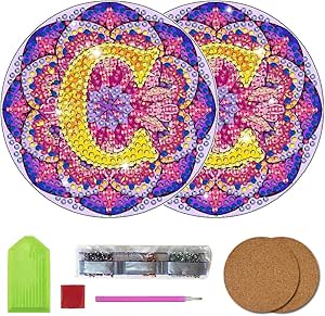 Amazon.com: Bysincy 2 PCS A-Z 26 Letters Diamond Painting Coasters Kit ...