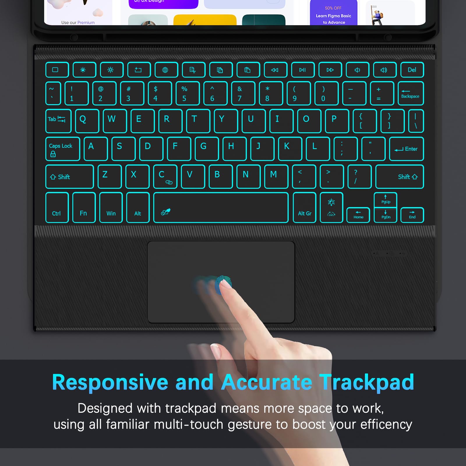 Snapklik.com : DoohowCase Backlit Bluetooth Keyboard Case Touch For ...