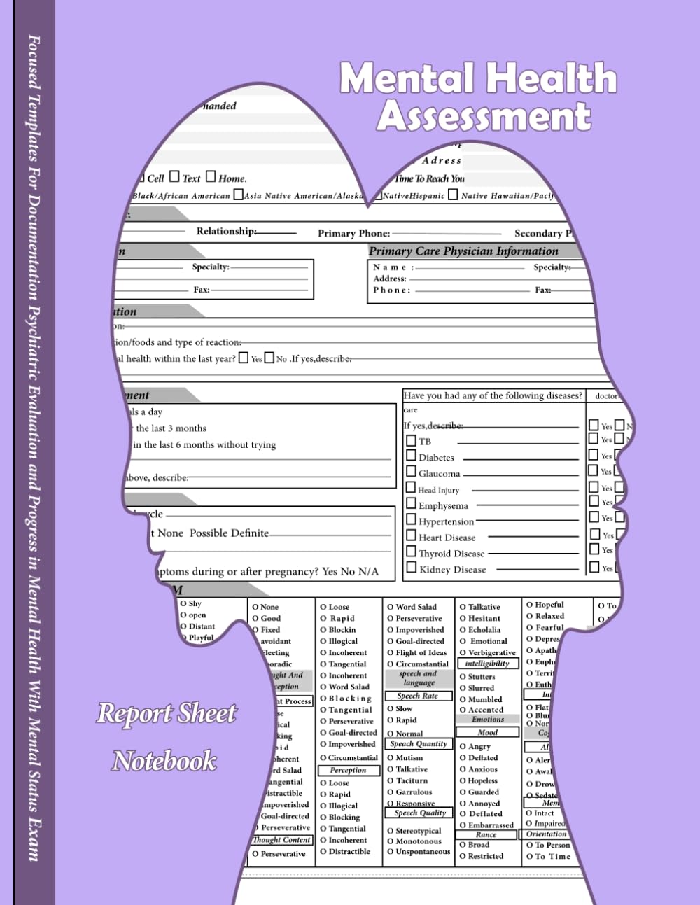 Mental Health Assessment Report Sheet Notebook: Focused Templates For ...