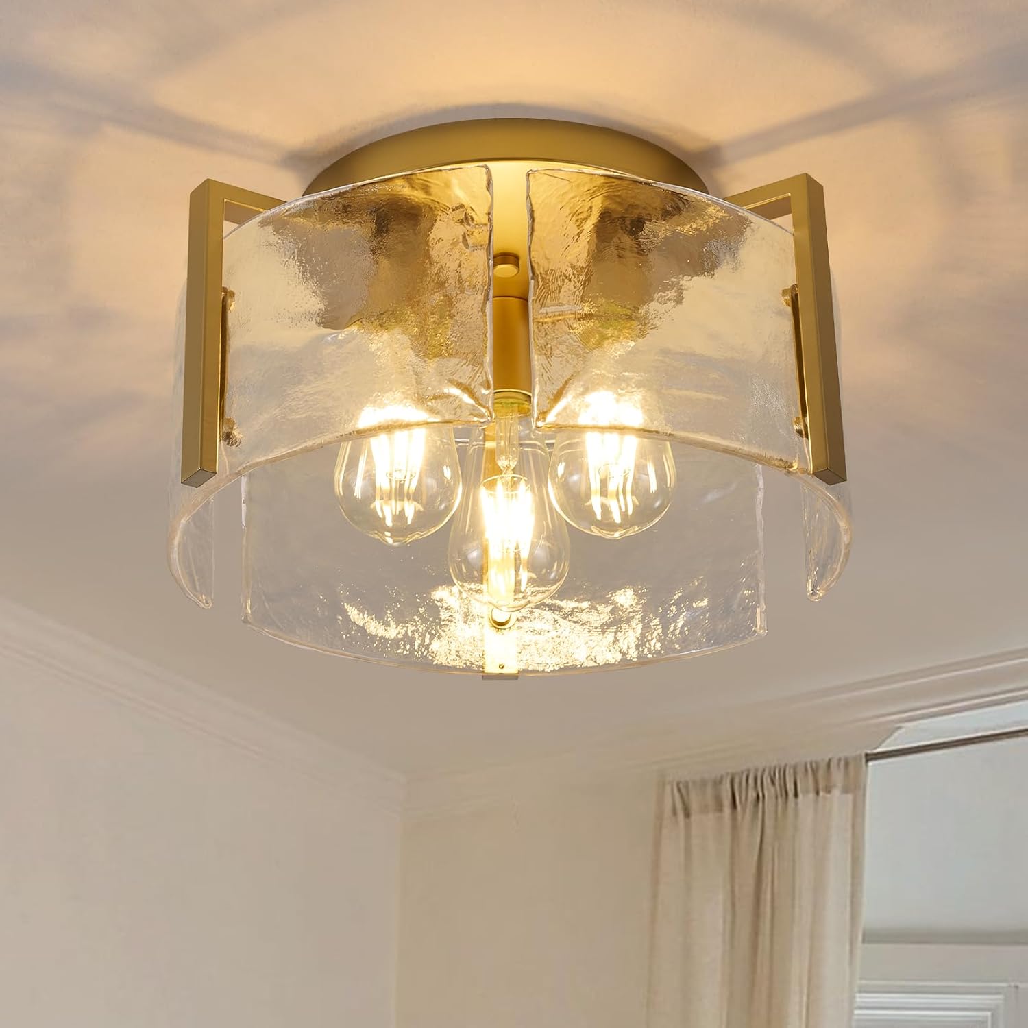 Modern Semi Flush Mount Ceiling Light Fixture, Gold Hallway Light ...