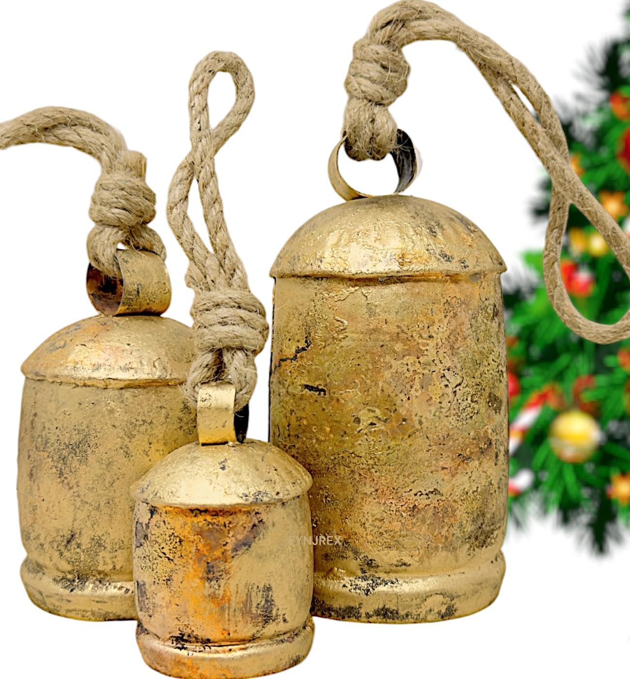 Amazon.com: Set of 3 Large Christmas Bells Vintage Rustic Country ...