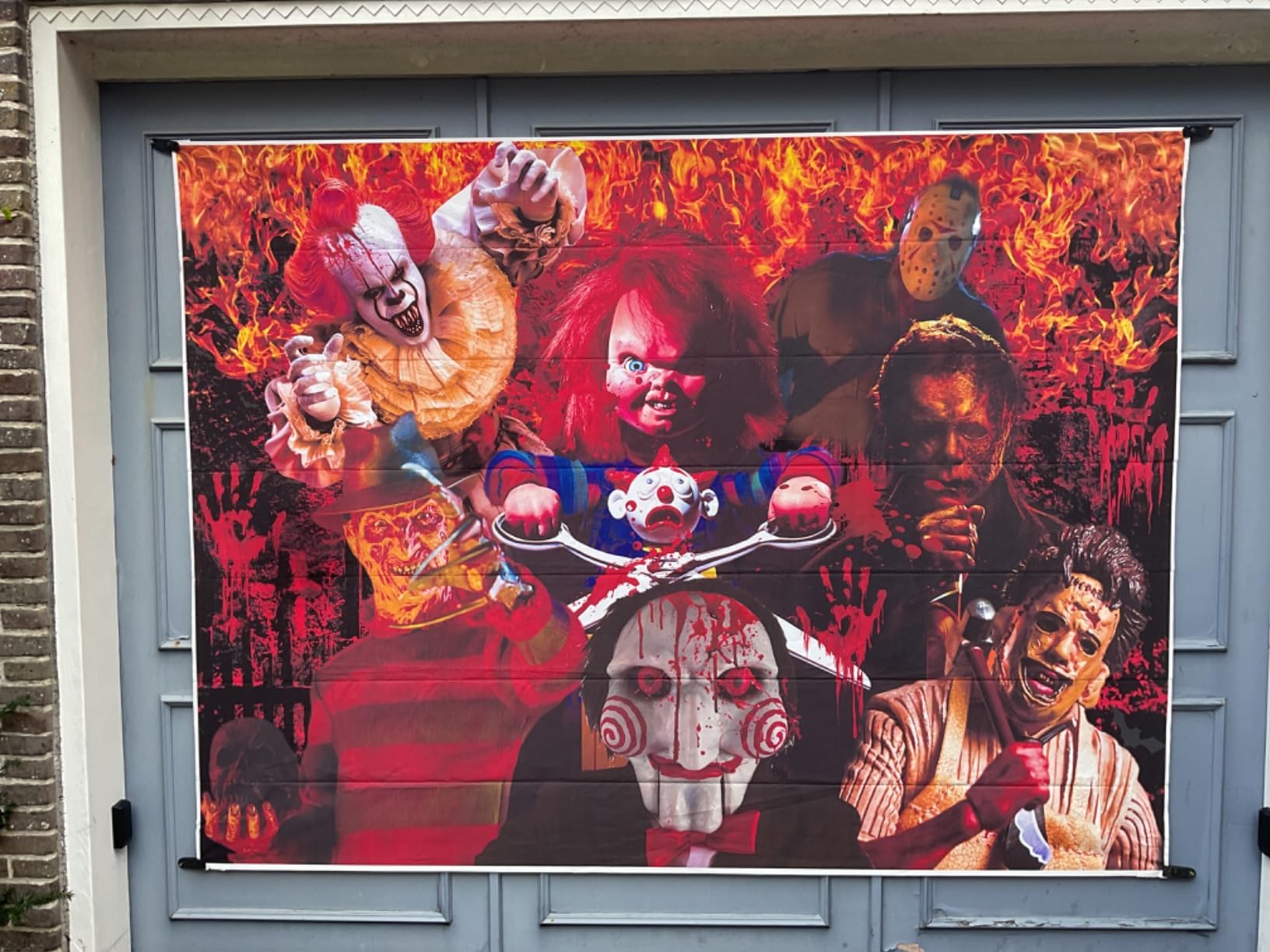 Horror Movie Character Backdrop Banner Halloween Party Decorations for ...
