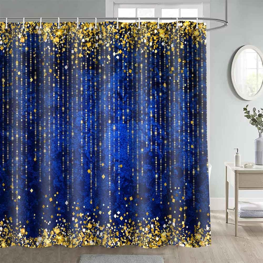 Amazon.com: Gdmoon Gold Sequin Shower Curtain Glitter and Blue ...