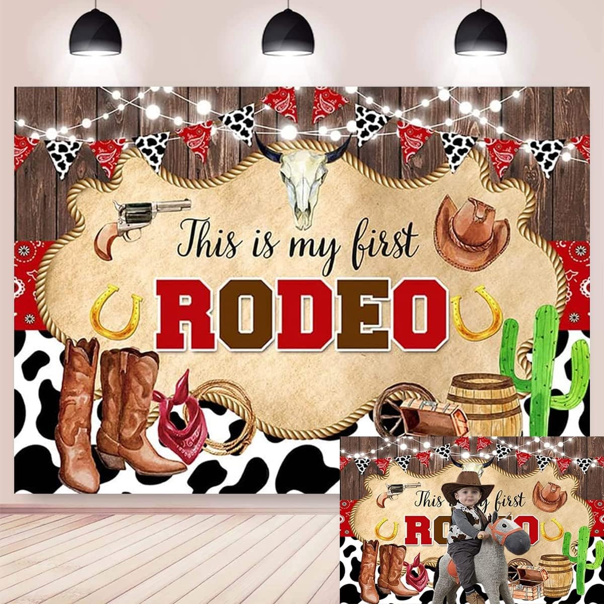 Amazon.com : This is My First Rodeo 1st Birthday Backdrop Western ...