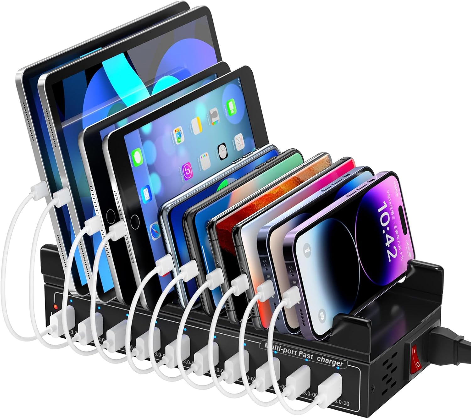 Amazon.com: USB Charging Station, 10 Port 200W Multi Port USB Charging ...
