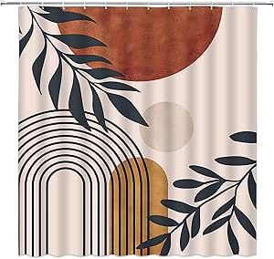 Amazon.com: TinLoen,Abstract Mid Century Shower Curtain Boho Arch Sun Modern Minimalistic ...