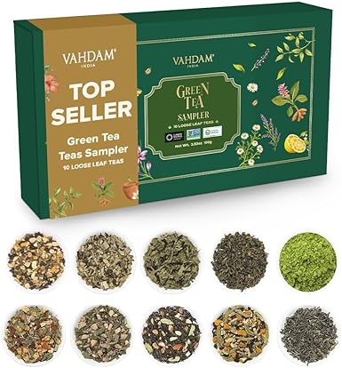 VAHDAM, Assorted Green Tea Sampler (10 Teas) Exotic Green Tea Blends ...