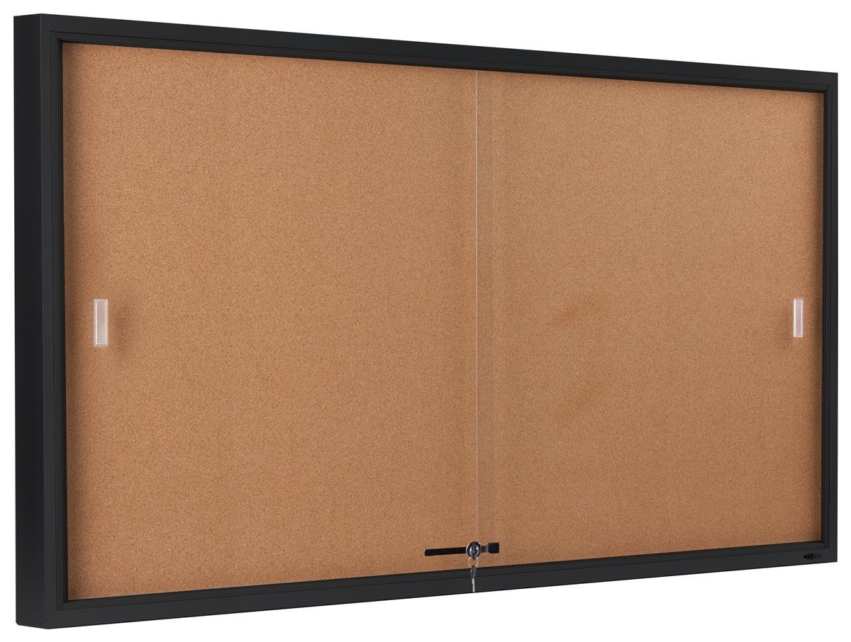 Enclosed Sliding Door Cork Bulletin Board, 5 x 3 Feet, Self-Healing ...