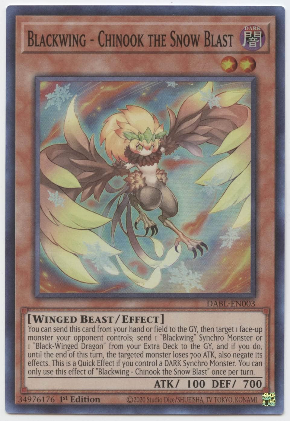 Amazon.com: Yu-Gi-Oh! Blackwing - Chinook The Snow Blast - DABL-EN003 ...