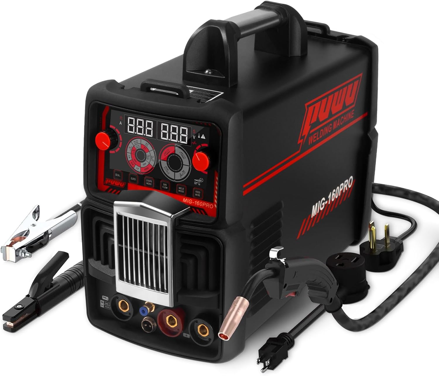 PUWU 160A multiprocess Gas/Gasless MIG Welder 110V/220V, Flux Cored/MIG ...