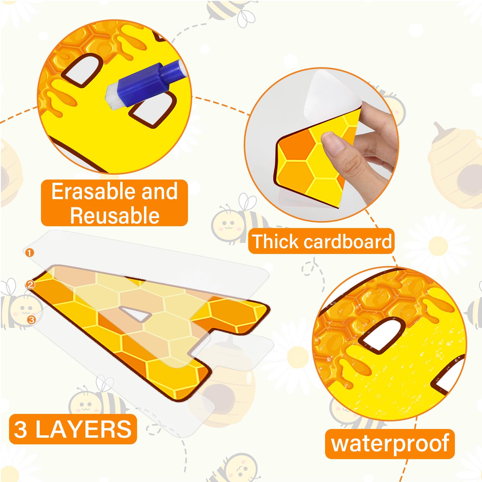 Snapklik.com : 150 PCS Large 7" Bulletin Board Letters Set, Hive Honey ...