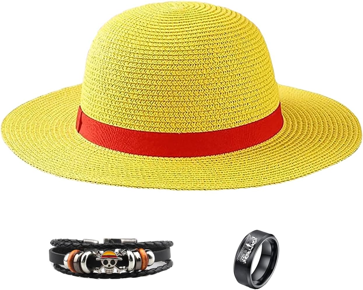Amazon.com: Jintoong 3Pcs One Piece Luffy Straw Hat Anime Cosplay ...