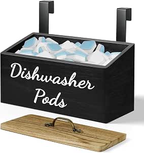 Rustic Round Dishwasher Pod Holder, Dishwasher Tablet Container for ...
