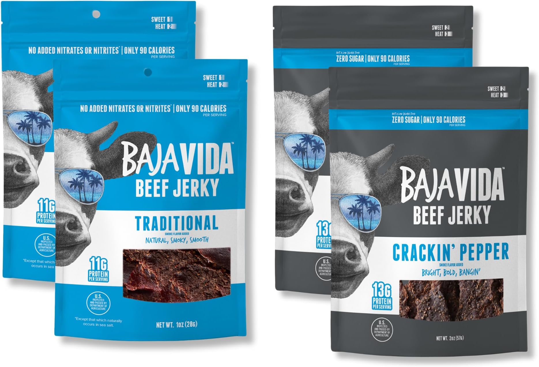 Amazon.com: Baja Beef Jerky Sampler Pack - 100% All Natural Beef Jerky ...