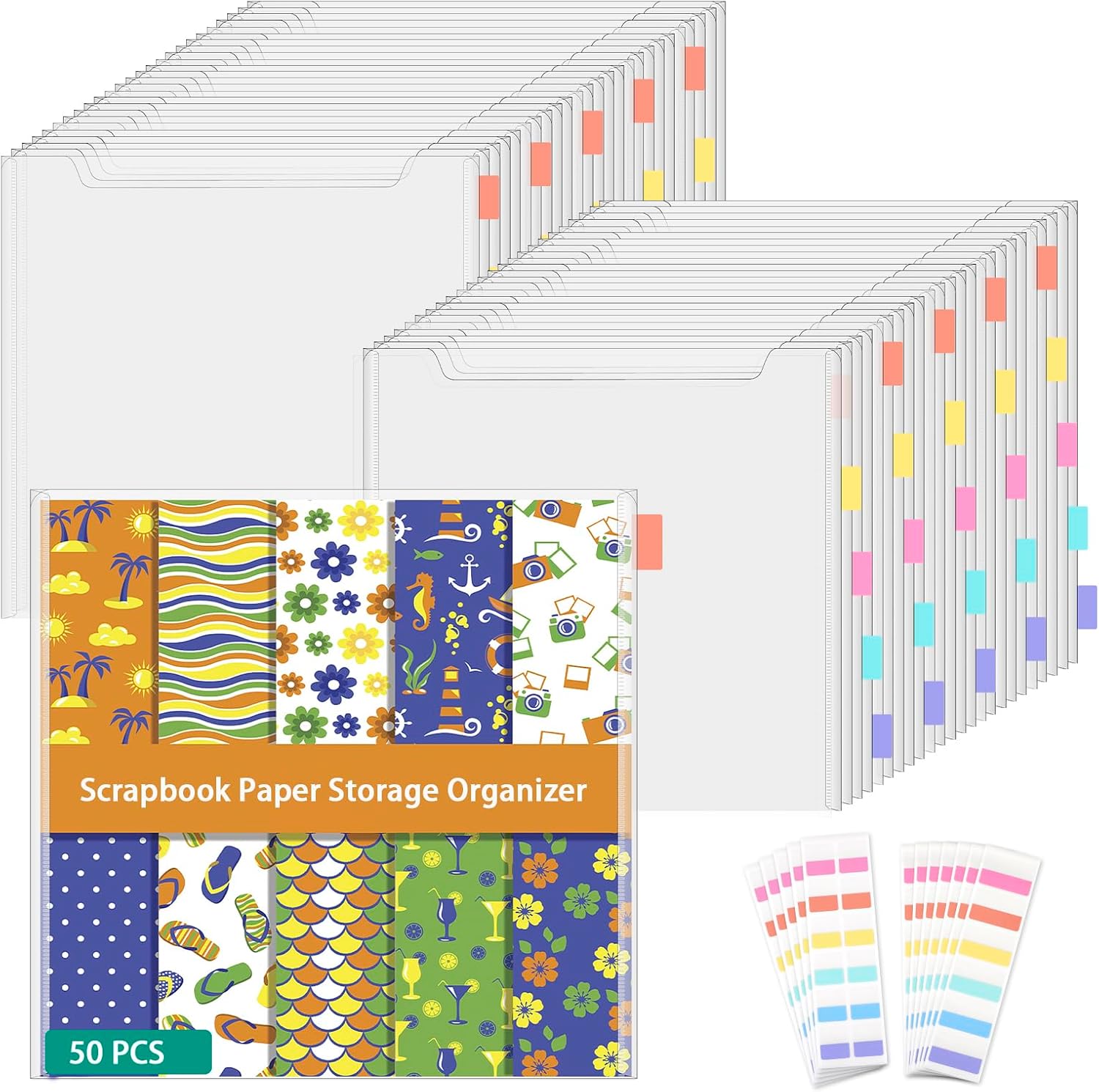 Amazon.com: 50Pieces 12x12 Scrapbook Paper Storage, Clear Scrapbook ...