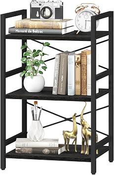 Amazon.com: Yoobure Bookshelf Small Book Shelf, Solid Industrial 3 Tier ...