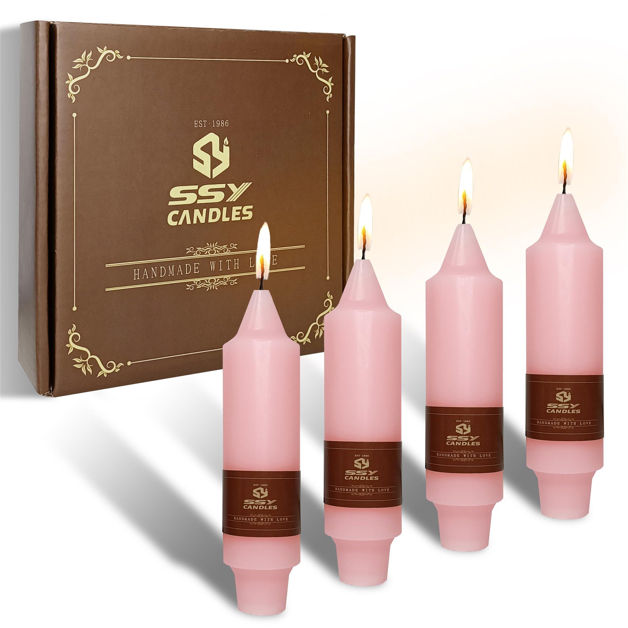 Amazon.com: Pink Candlesticks Short Taper Candles,Gedengni 4pcs Cute ...