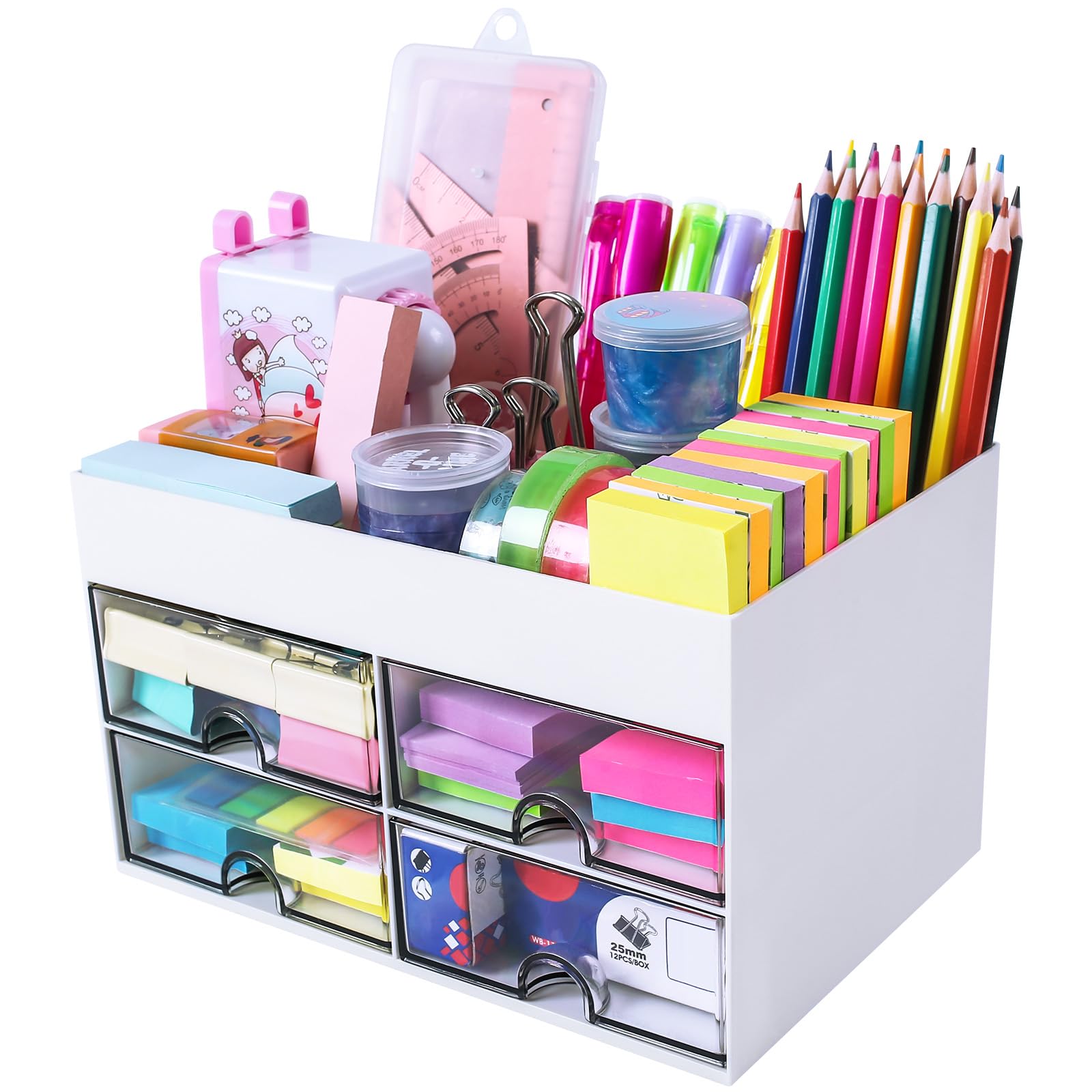 TOOELMON Desk Organiser with 4 Drawers, Multifunctional Table Organiser ...