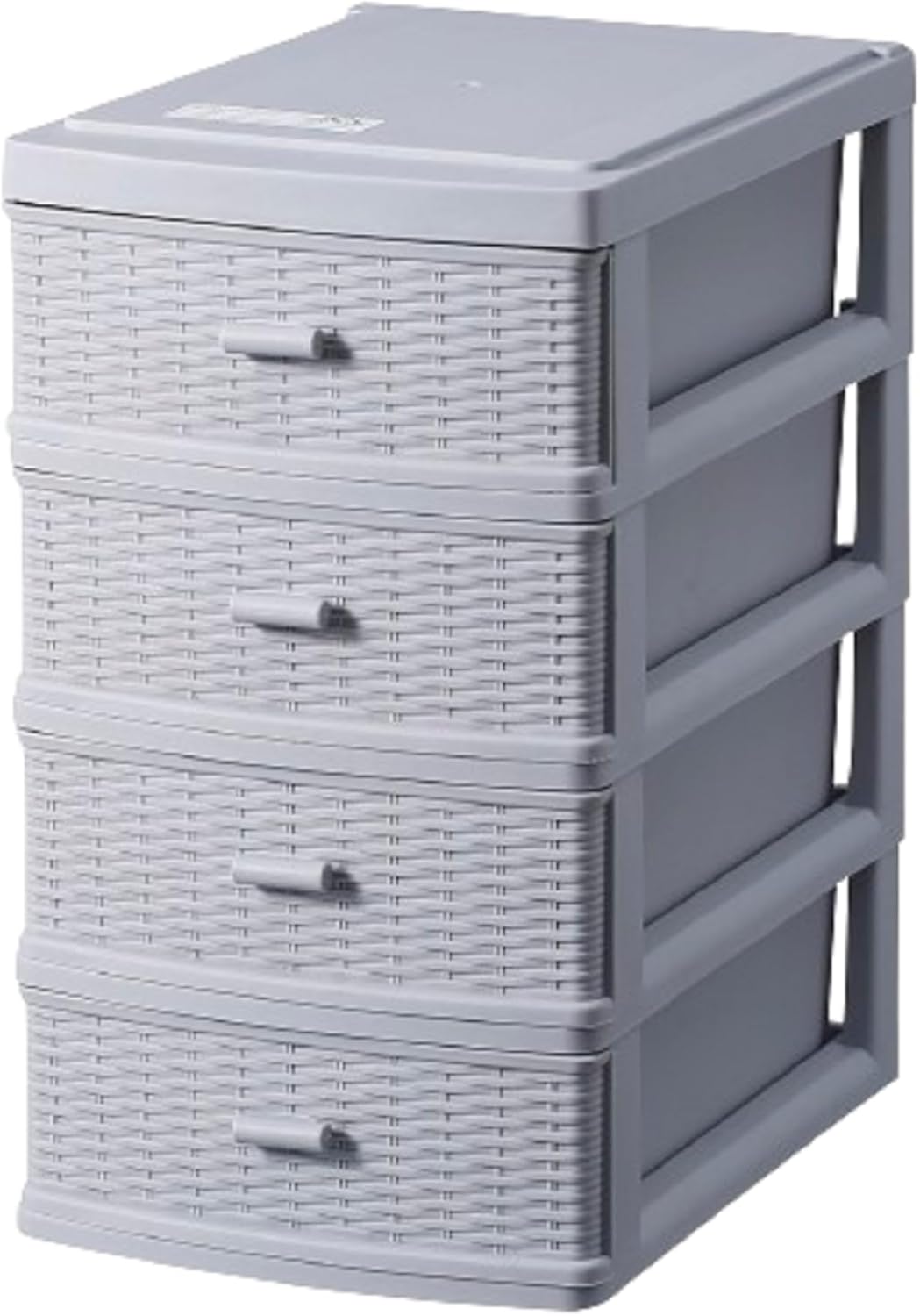 Plastic Storage Drawer Unit 4 Tier | Rattan Grey Storage Cabinet Chest ...