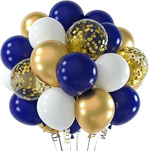 Amazon.com: NEBURORA Navy Blue and Gold Confetti Balloons 60pcs 12inch Party Balloons Kit for ...
