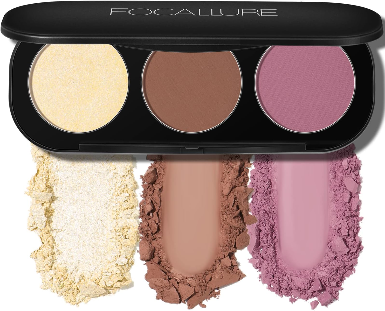 Amazon.com: FOCALLURE Blush and Highlighter Palette,3 in 1 Contour ...