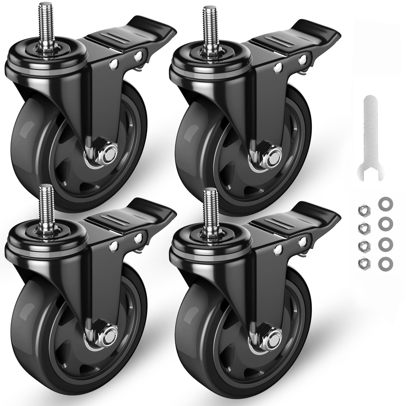 Snapklik.com : Stem Caster Wheels 3 Inch, Threaded Stem Casters Heavy ...