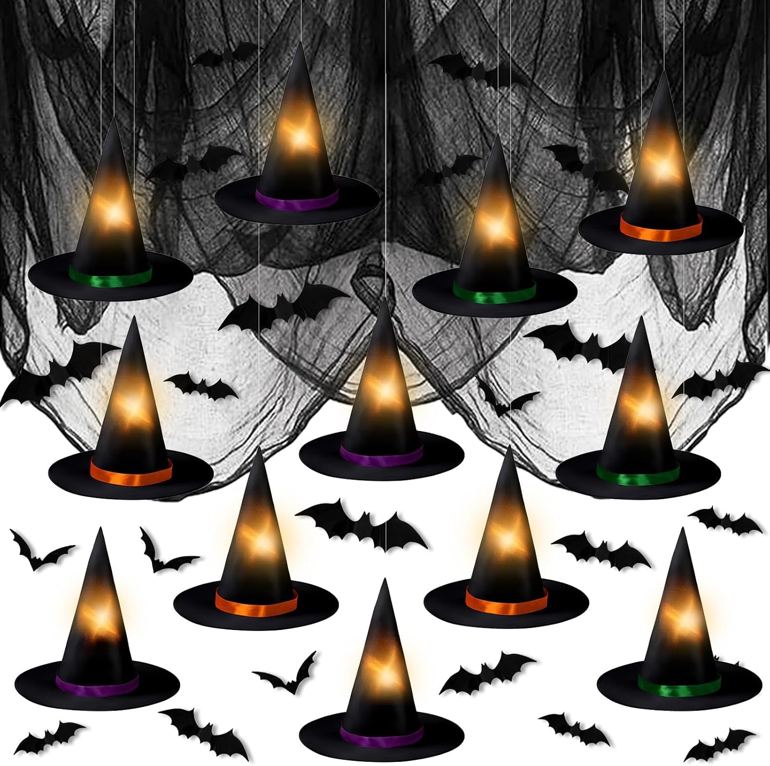 Amazon.com: VABAMNA Halloween Hanging Witch Hats Decorations - 12PCS ...
