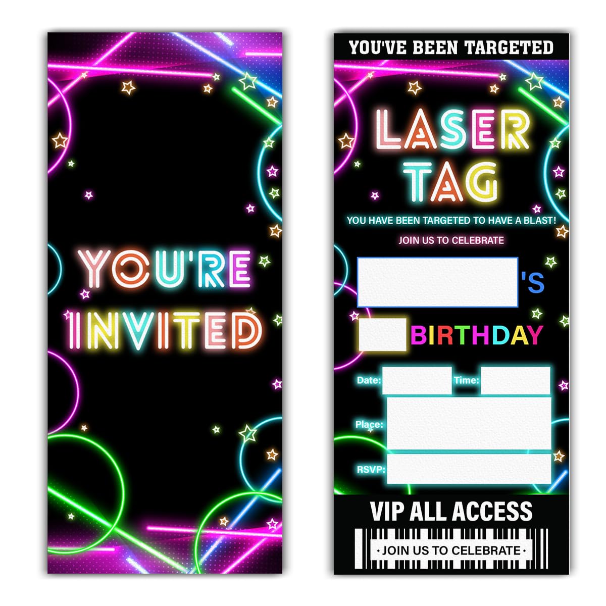 Amazon.com : Qlnuk Laser Tag Birthday Party Invitations Laser Tag ...