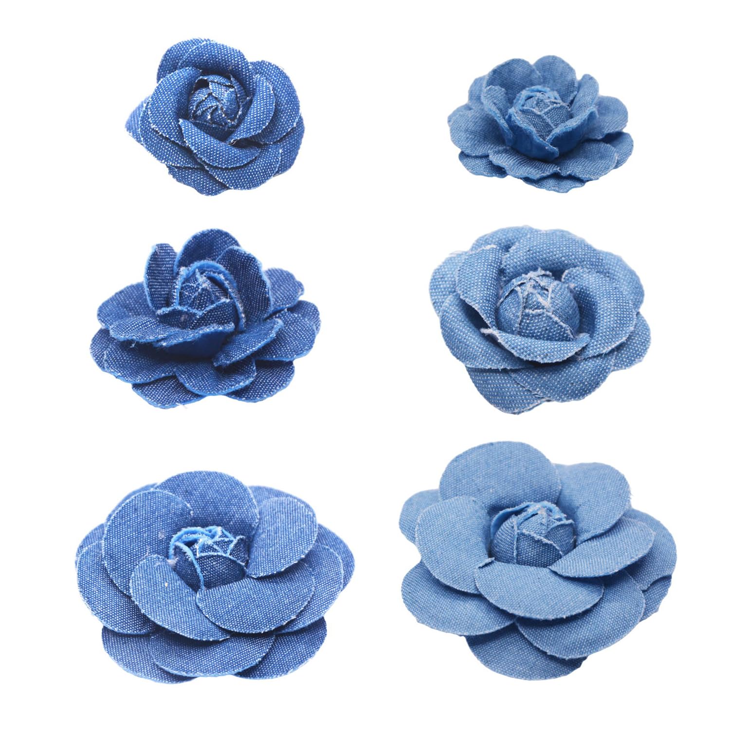 Amazon.com: RUIAN Fabric Flower 3 Sizes Denim Cloth Flowers for Clothes ...