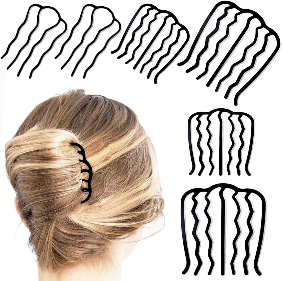 Amazon.com : 4 Pcs Hair Fork Clip Metal Hair Side Combs Bun Updo Hair ...