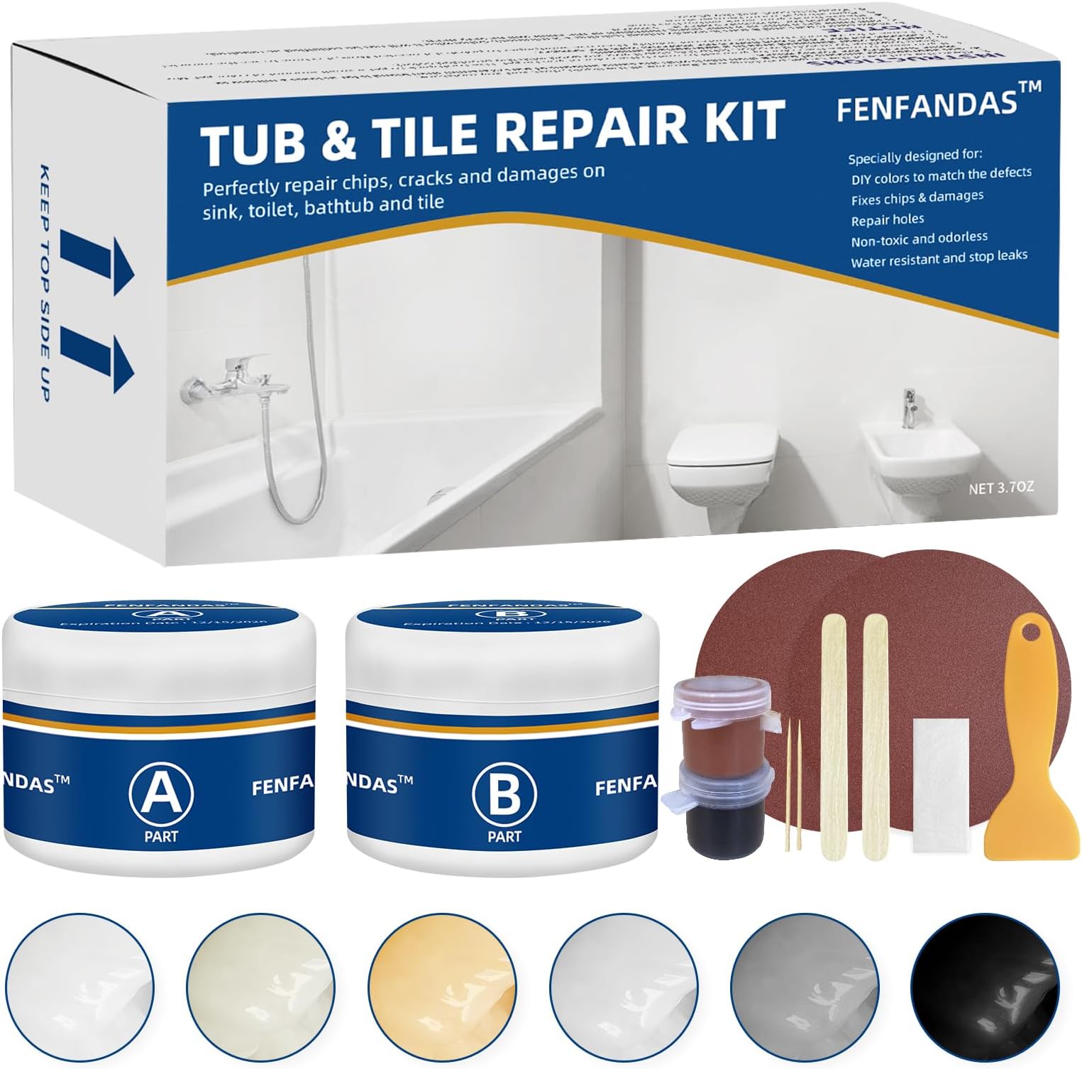 Porcelain Repair Kit White, Sink & Tub Repair Kit to Quickly Fix Tub ...
