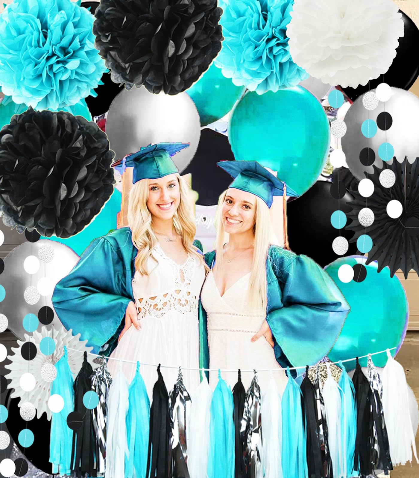 Teal And Black Graduation Decorations 20 Pack Graduation Party