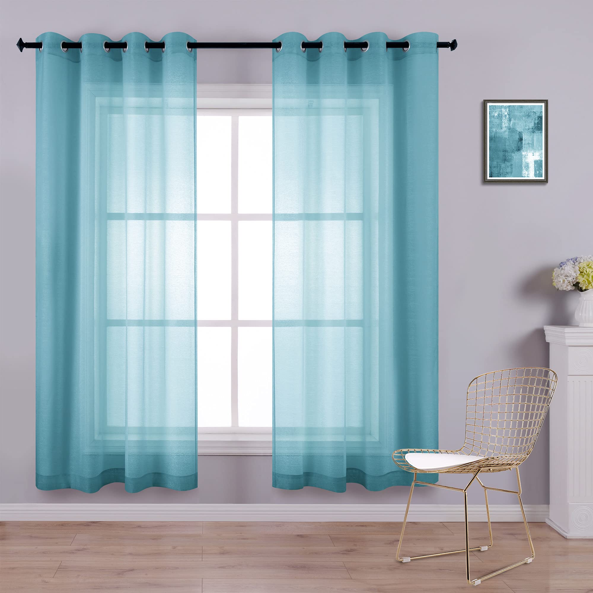 KOUFALL Teal Curtains 72 Inch Length for Bedroom 2 Panels Set Grommet ...