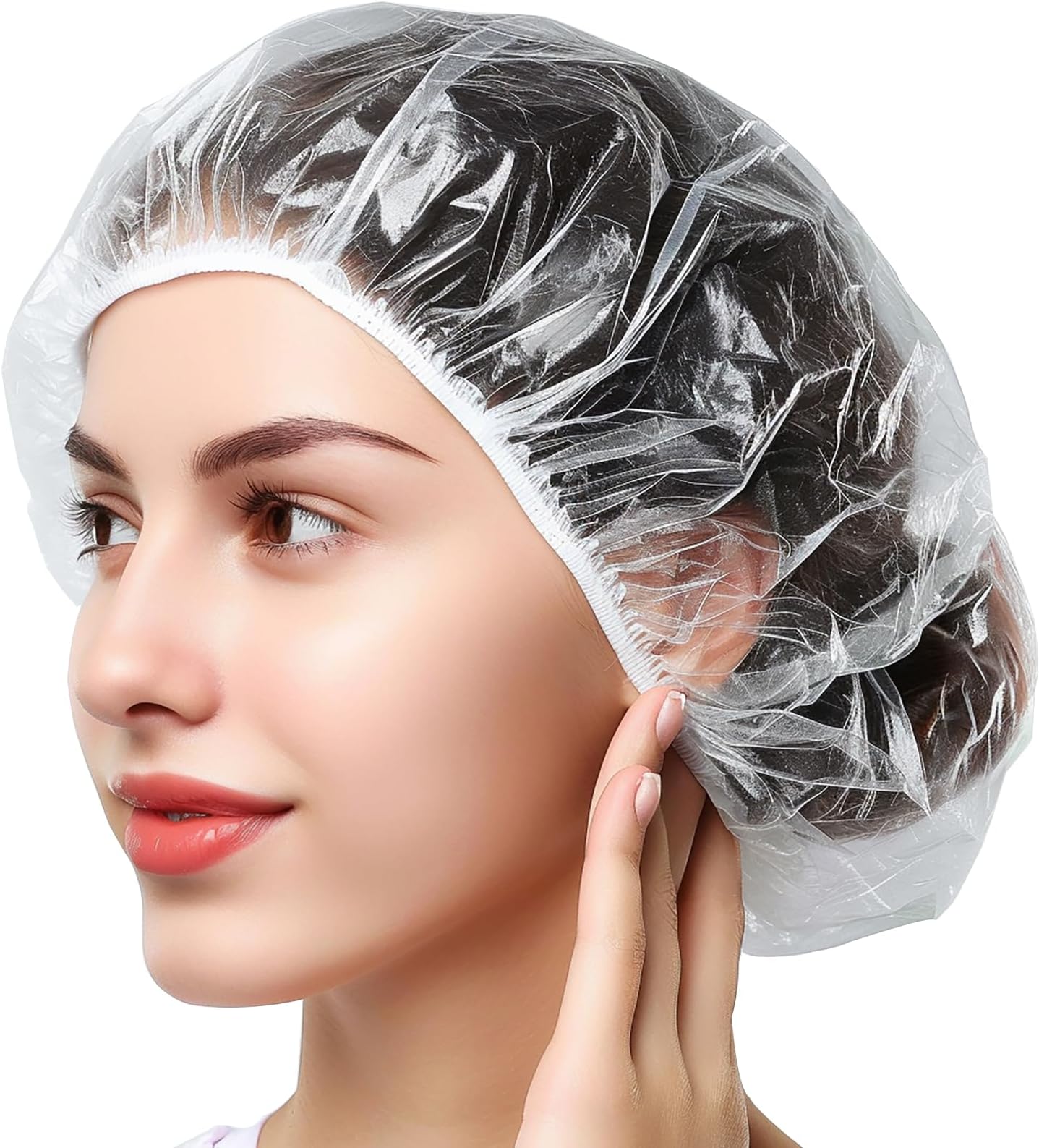 Amazon.com : 50 Pcs Large Disposable Shower Caps, Waterproof Clear ...