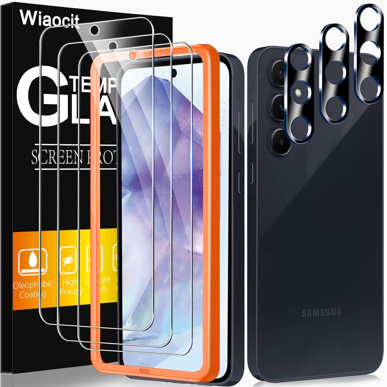 Wiaocit 3 Pack Screen Protector for Samsung Galaxy A55 5G with 3 Pack ...