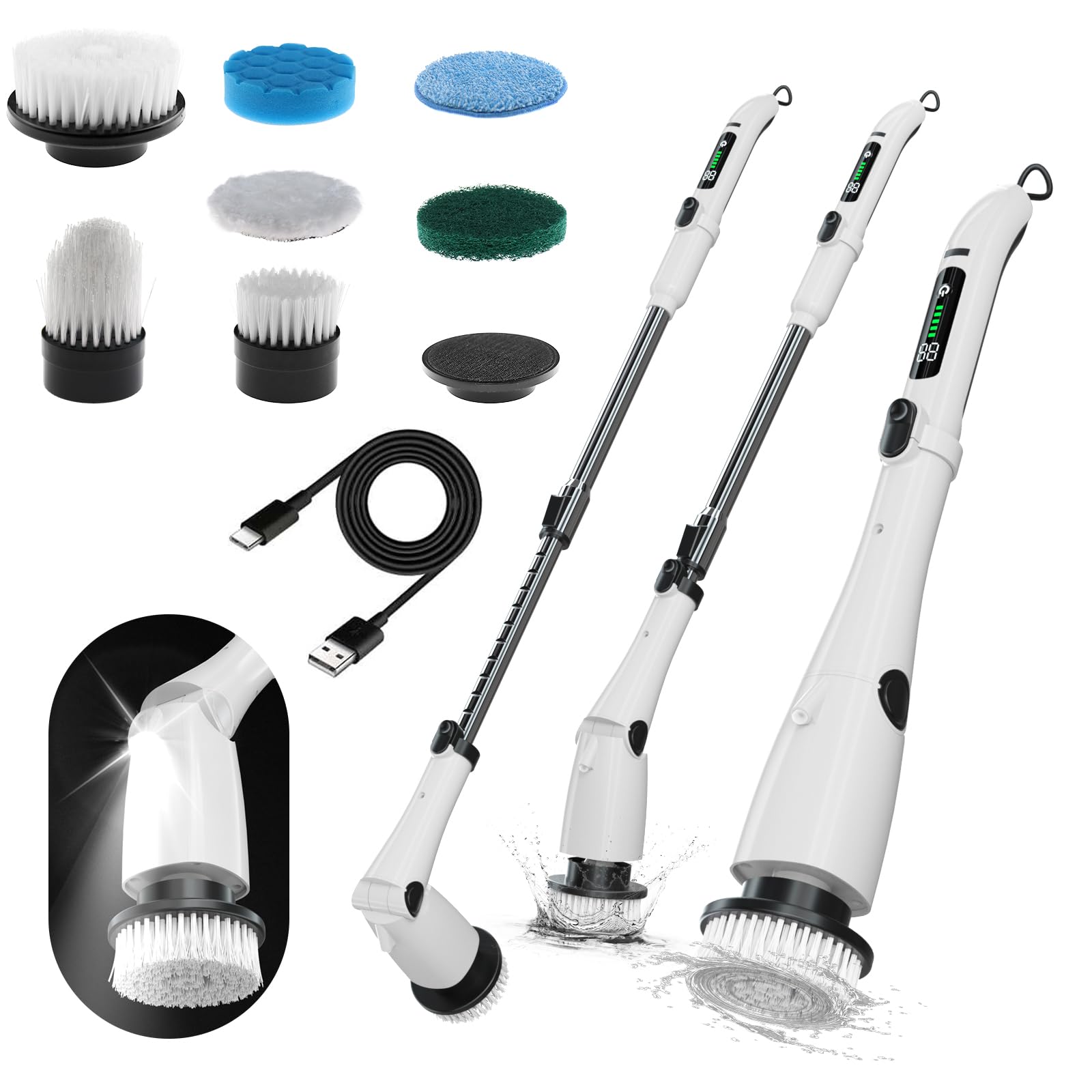 Amazon.com: 4000mAh Battery Electric Spin Scrubber, 3 Speeds Power ...