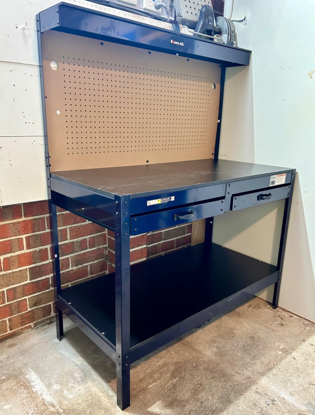 Baumr-AG Workbench Pegboard Workshop Bench Steel for Garage Workshop ...