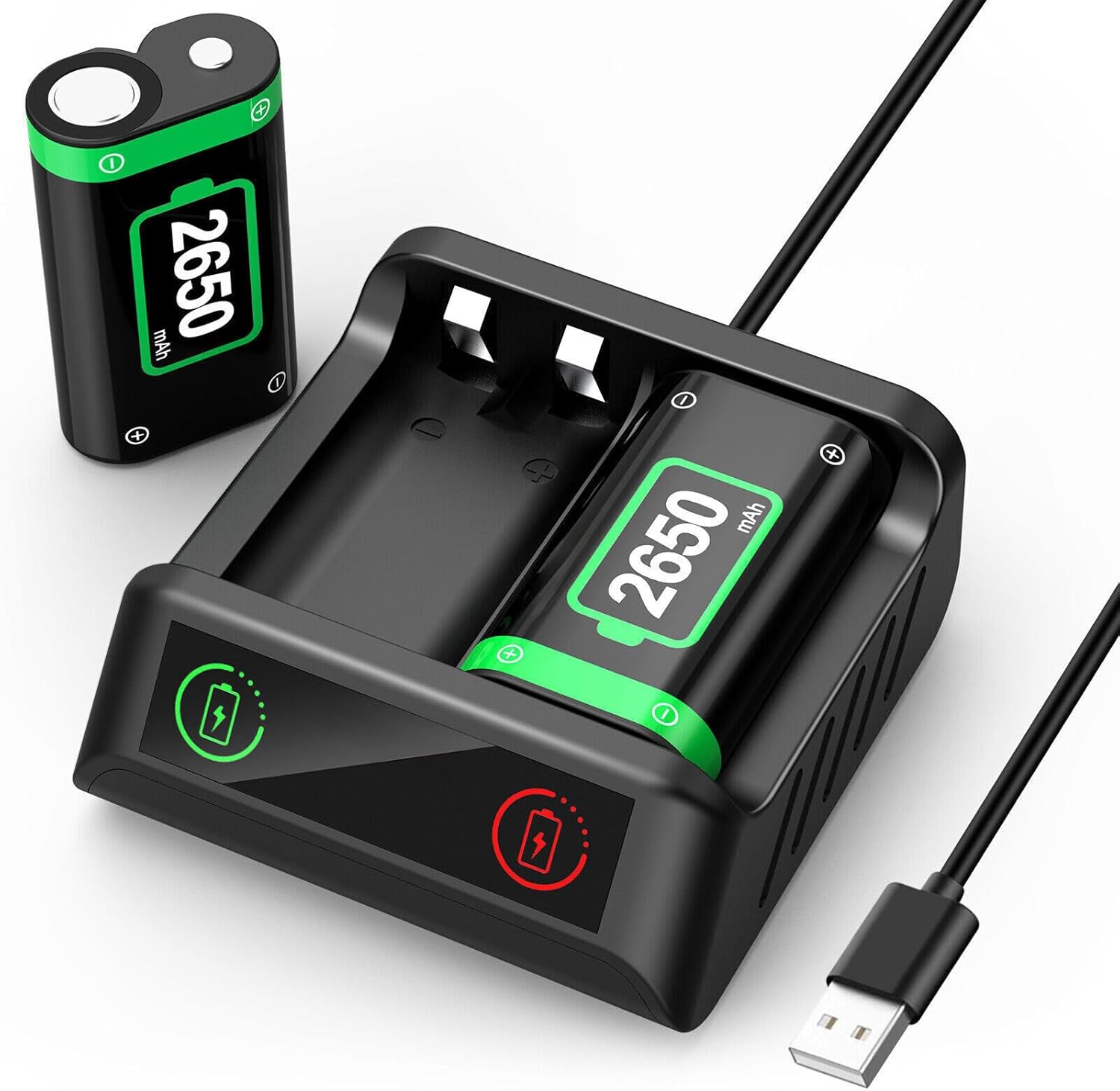 QUMOX Fast Charging 2x2650mAh Rechargeable Battery Packs with Charger ...