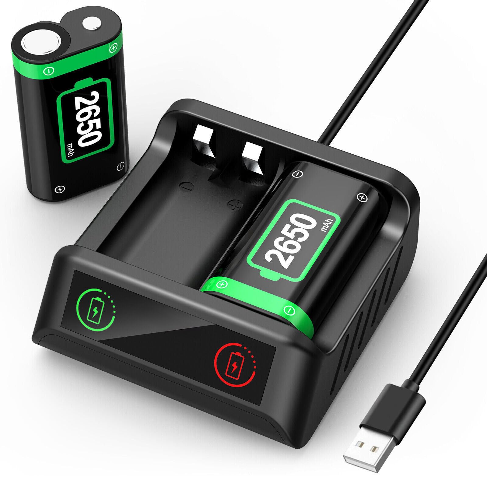 QUMOX Fast Charging 2x2650mAh Rechargeable Battery Packs with Charger ...