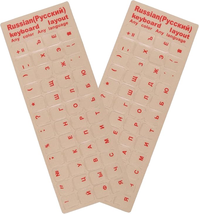 Amazon.com: 2 Pack Universal Russian Keyboard Stickers Transparent ...