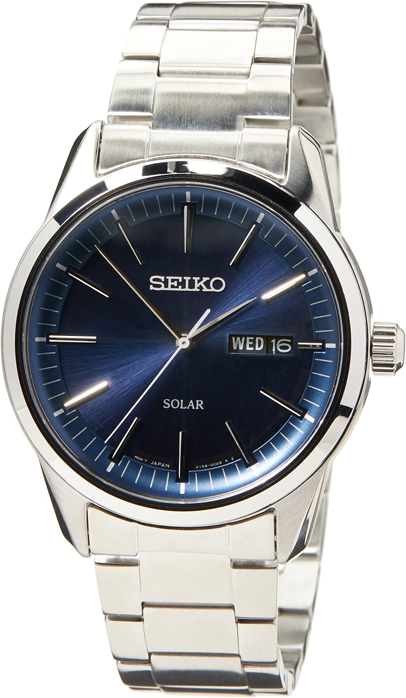 Seiko Mens Solar Powered Watch, Analog Display and Stainless Steel ...