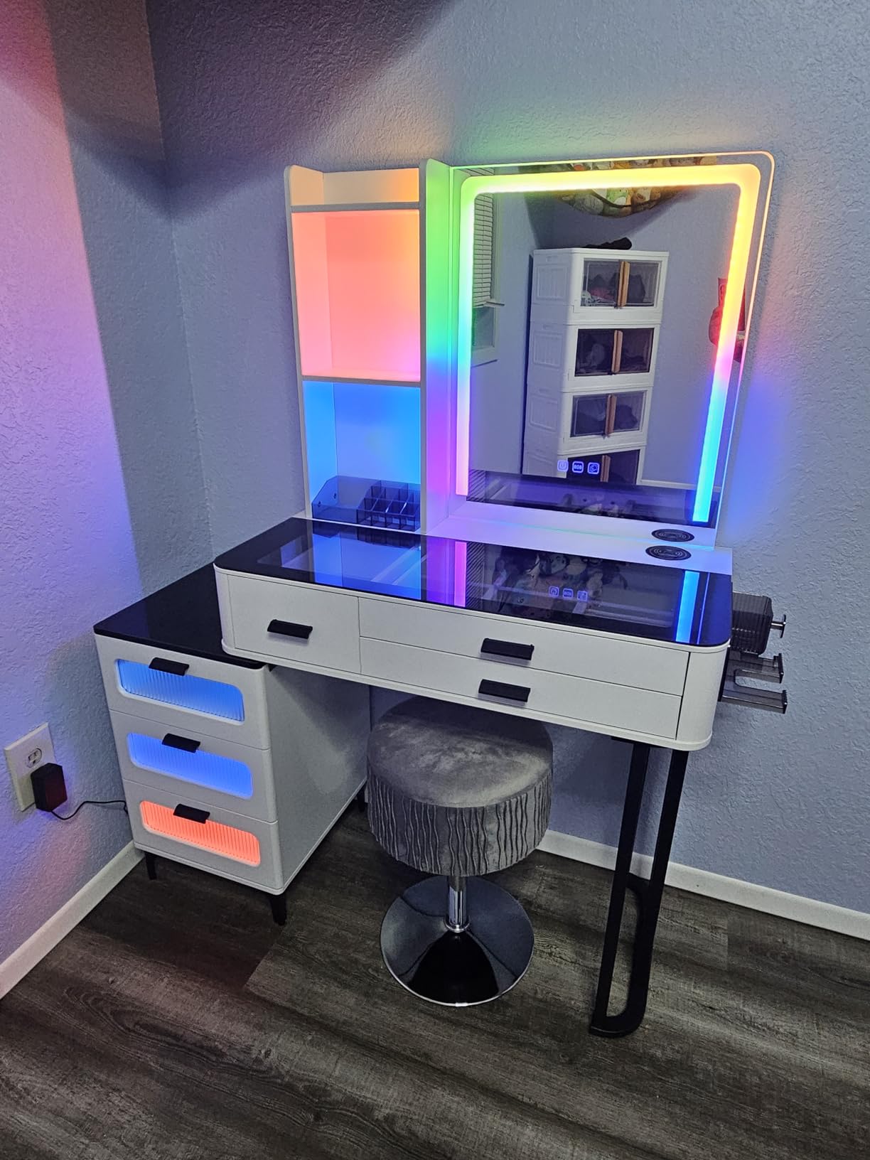 $45/mo - Finance RGB Vanity Table with USB&Type-C Ports,Vanity Desk ...