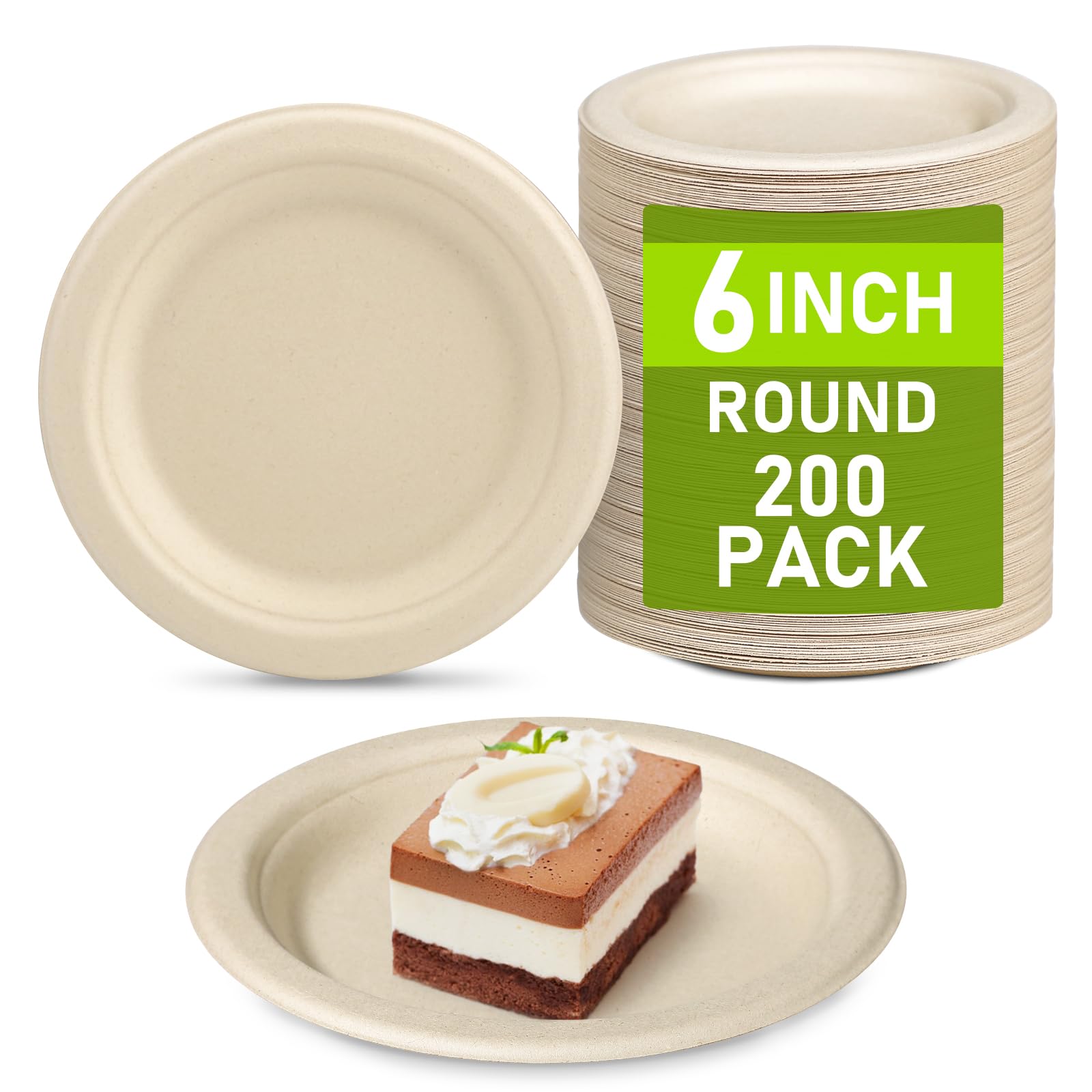 Amazon.com: Uniecocus Small Paper Plates 6 inch, 200 Pack Disposable ...