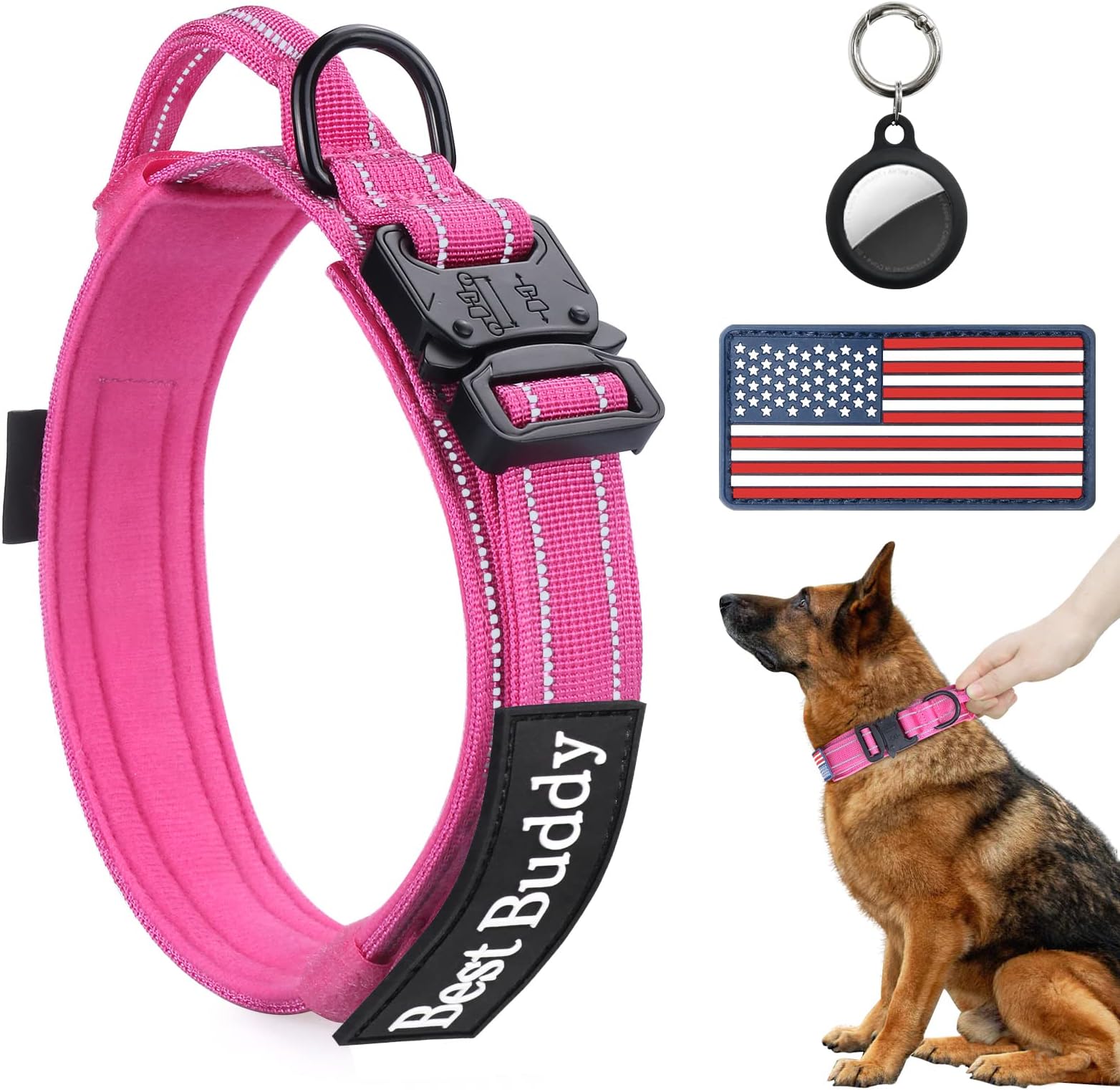 Amazon.com : Yunleparks Tactical Dog Collar Heavy Duty Dog Collar with ...