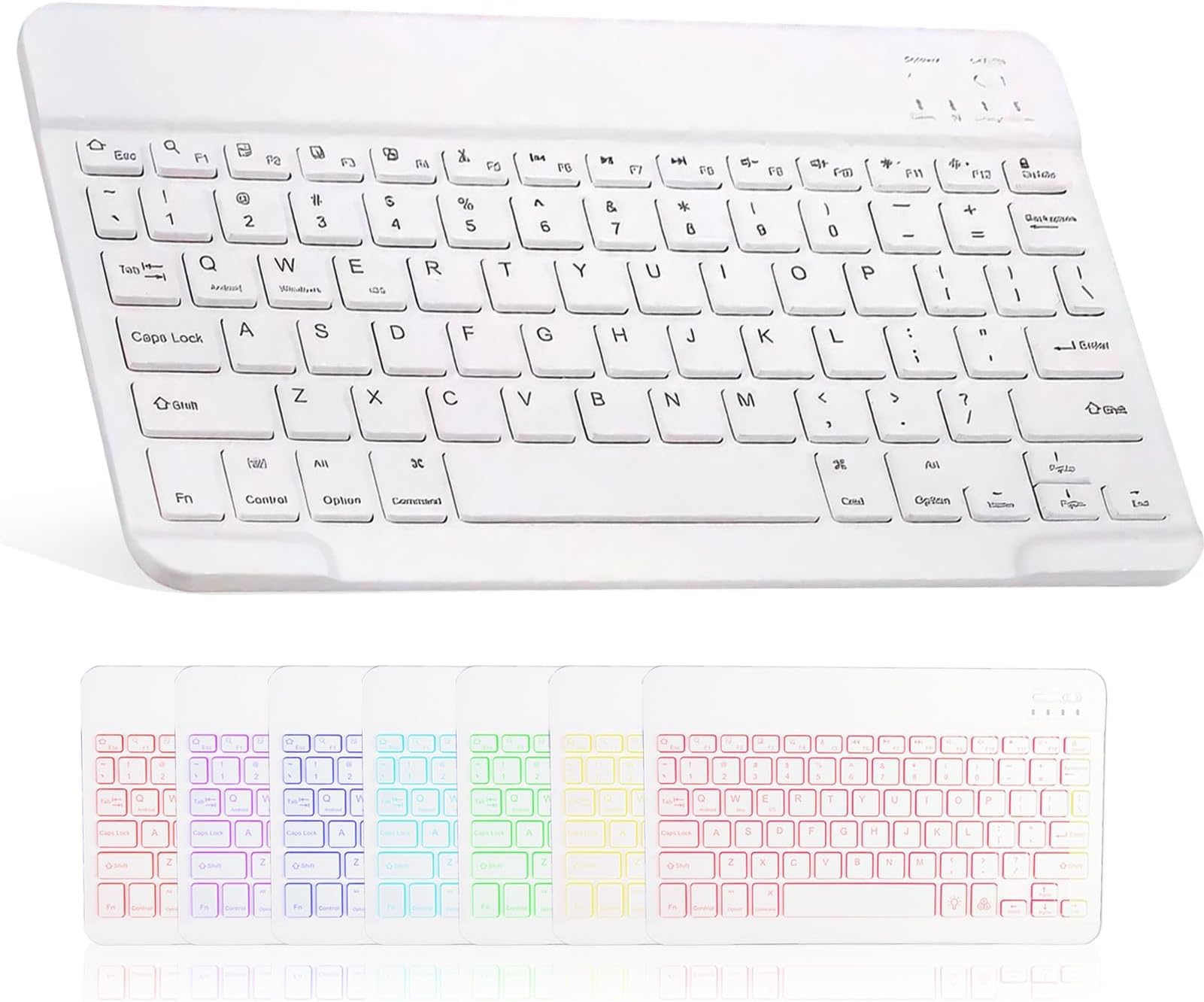 Bluetooth Keyboard Universal Ultra-Slim Keyboard with 7 Colours ...
