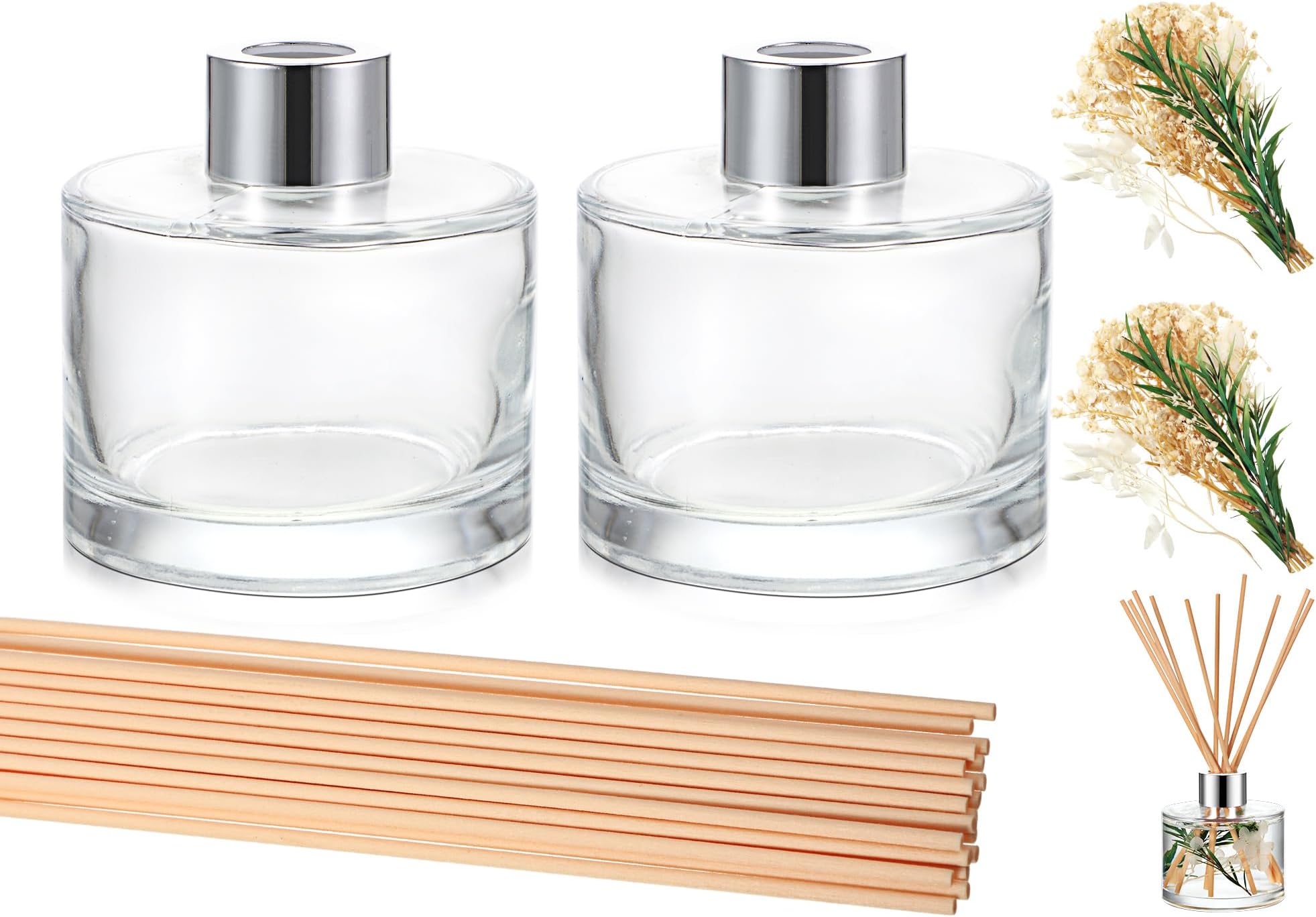 Amazon.com: 2Pcs 50ml/1.7oz Glass Diffuser Bottles Aroma Bottles ...
