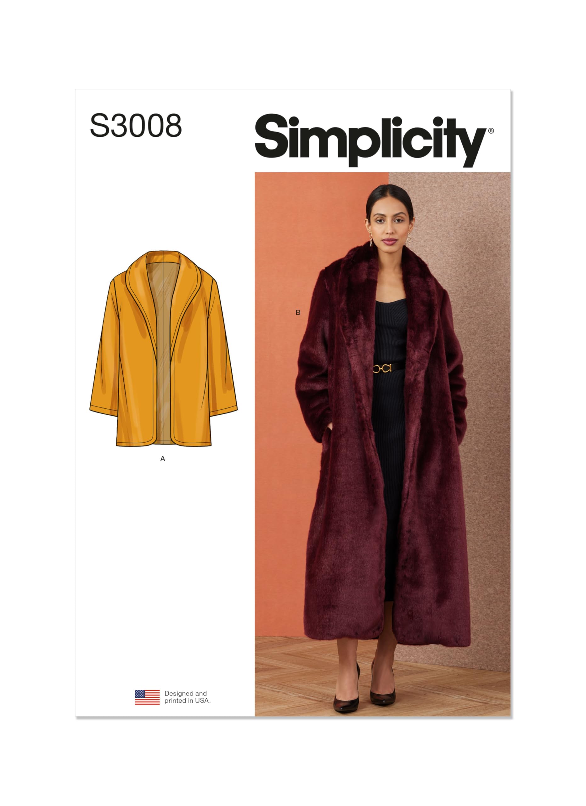 Amazon.com: Simplicity SS3008K5 Misses' Fully Lined Faux Fur Coat ...