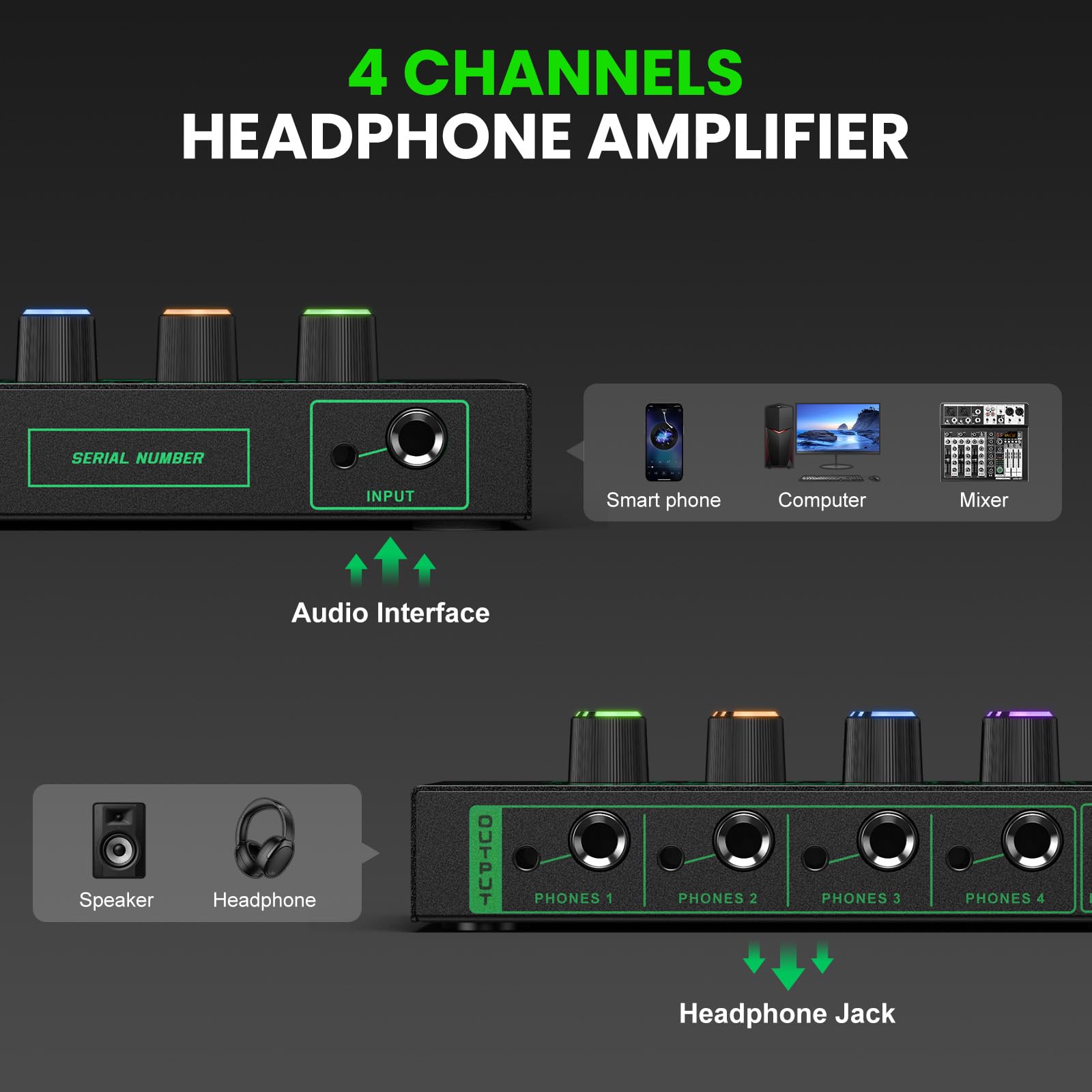 Snapklik.com : Riworal 4 Channels Headphone Amplifier