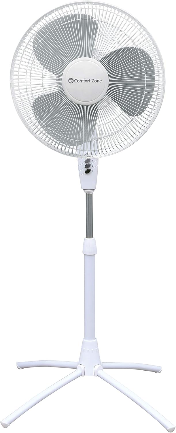 Amazon.com: Comfort Zone CZST185WT 18" 3-Speed Oscillating Pedestal Fan ...