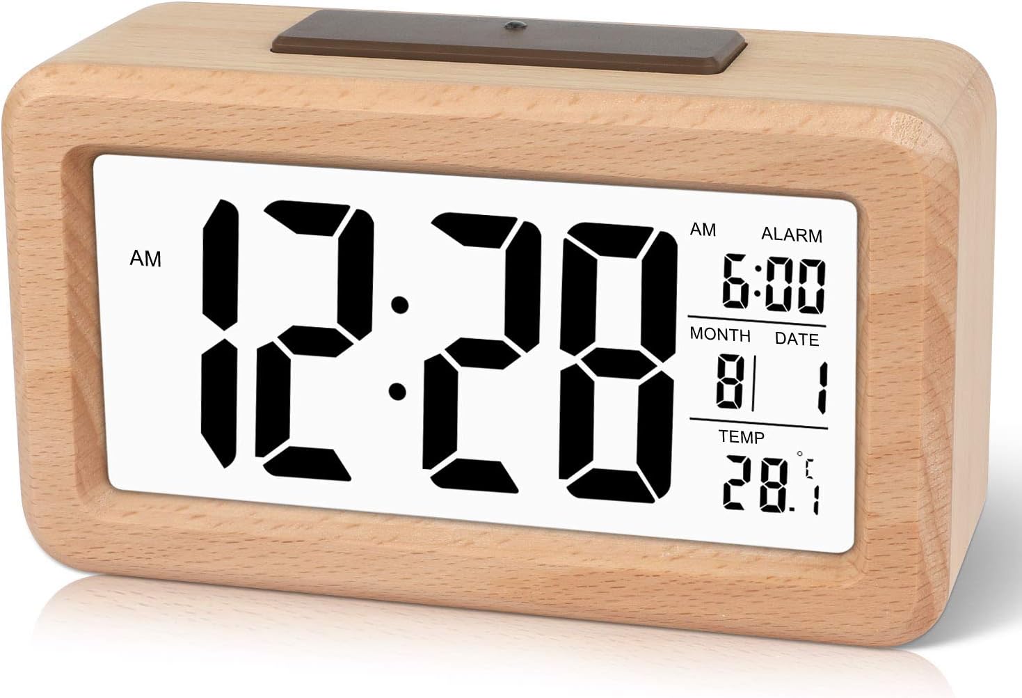 Navaris Analog Holz Wecker mit Snooze - Retro Uhr Halbrund mit ...
